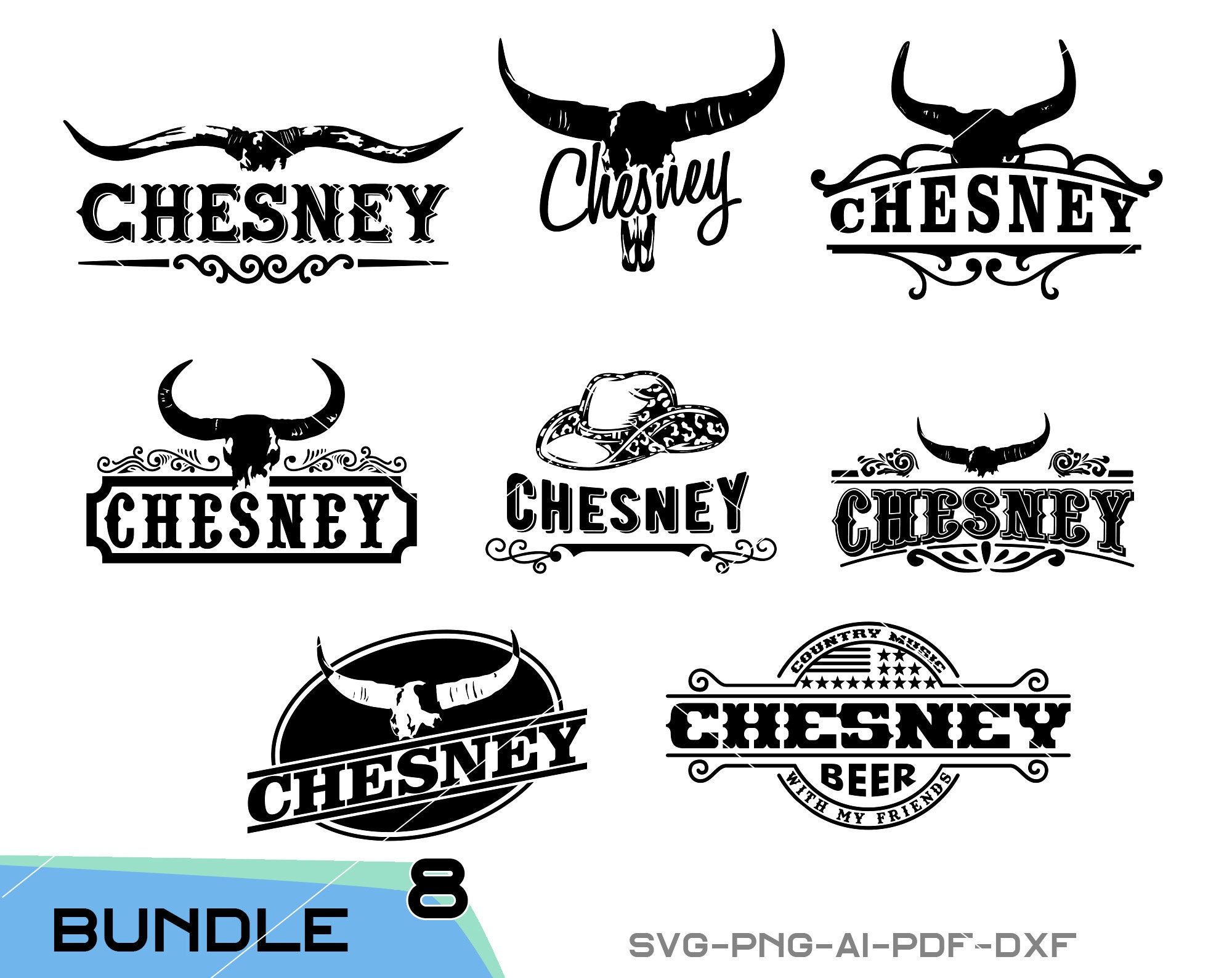 Chesney Bundle Svg Download File for Cricut, Laser Cut and Print ...