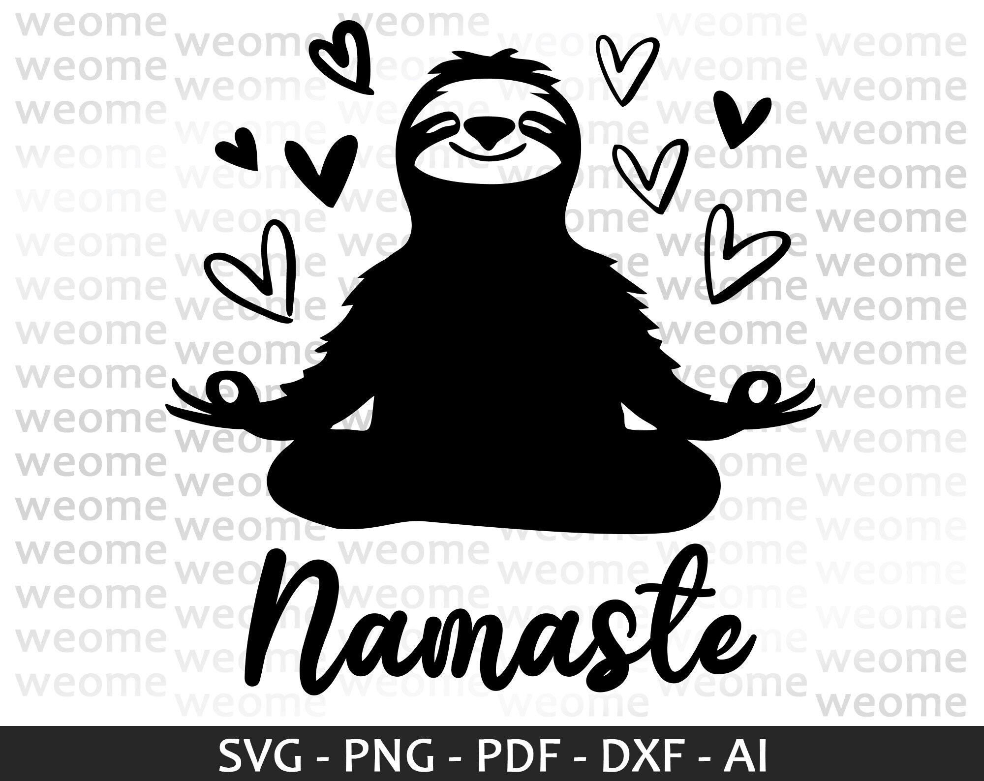 Namaste Sloth Svg Download File for Cricut, Laser Cut and Print ...