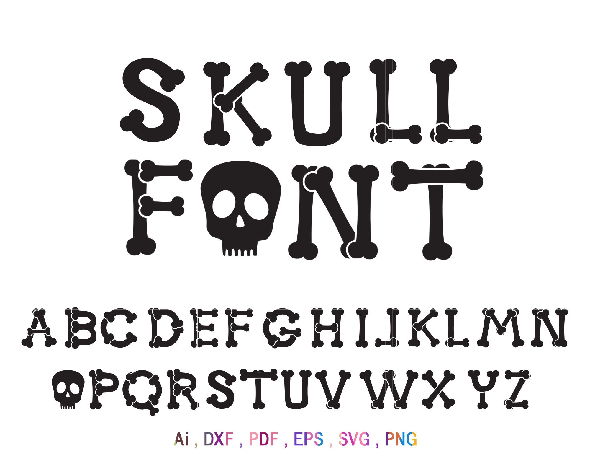 Skull Alphabet Bundle Svg Download File for Cricut, Laser Cut and Print ...