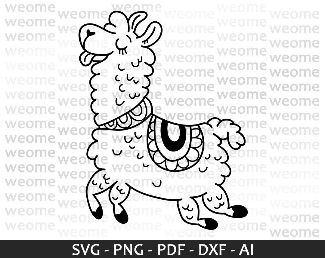 Happy Llama Svg Download File for Cricut, Laser Cut and Print ...