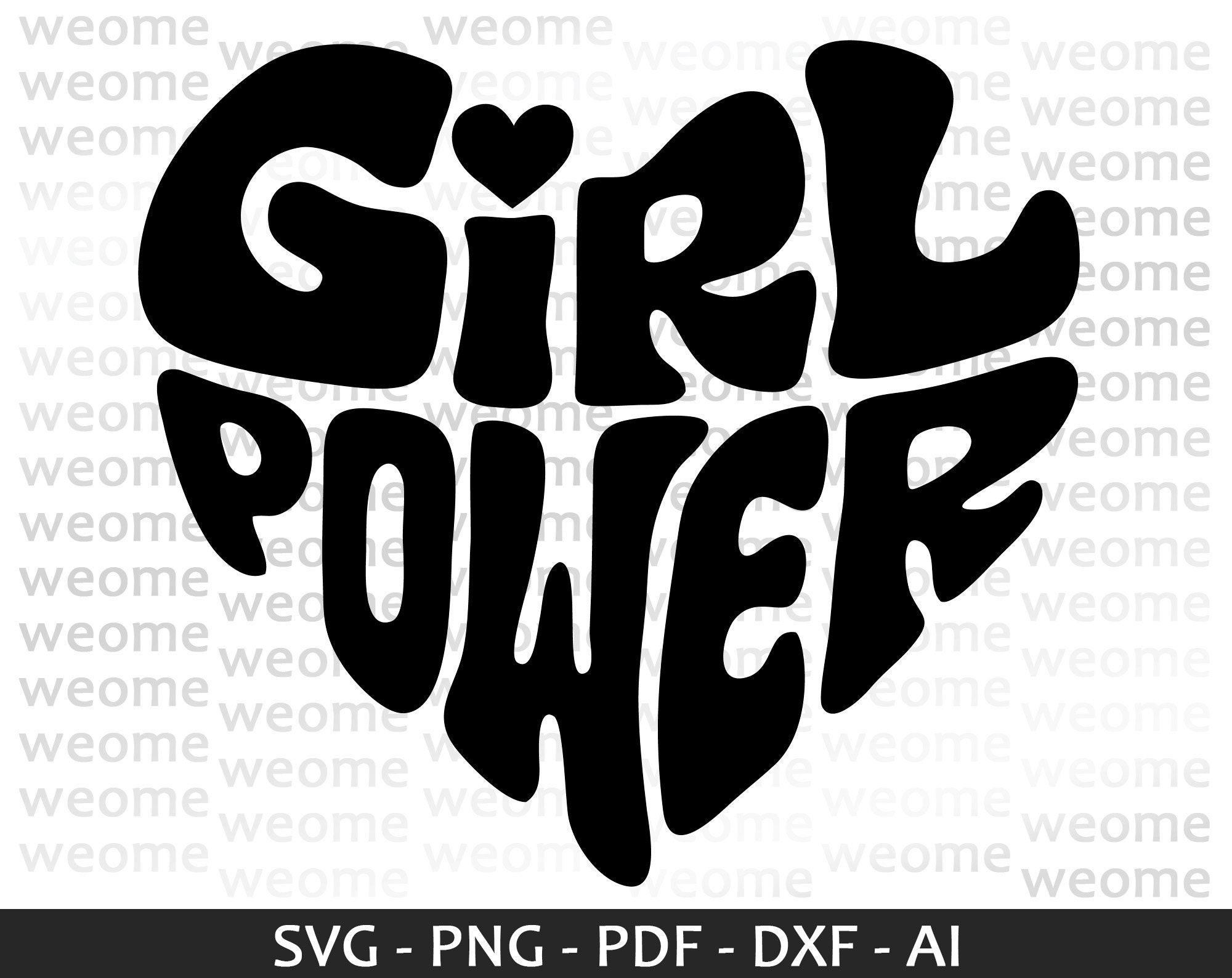 Girl Power in Heart Svg Download File for Cricut, Laser Cut and Print, Commercial Use - Etsy