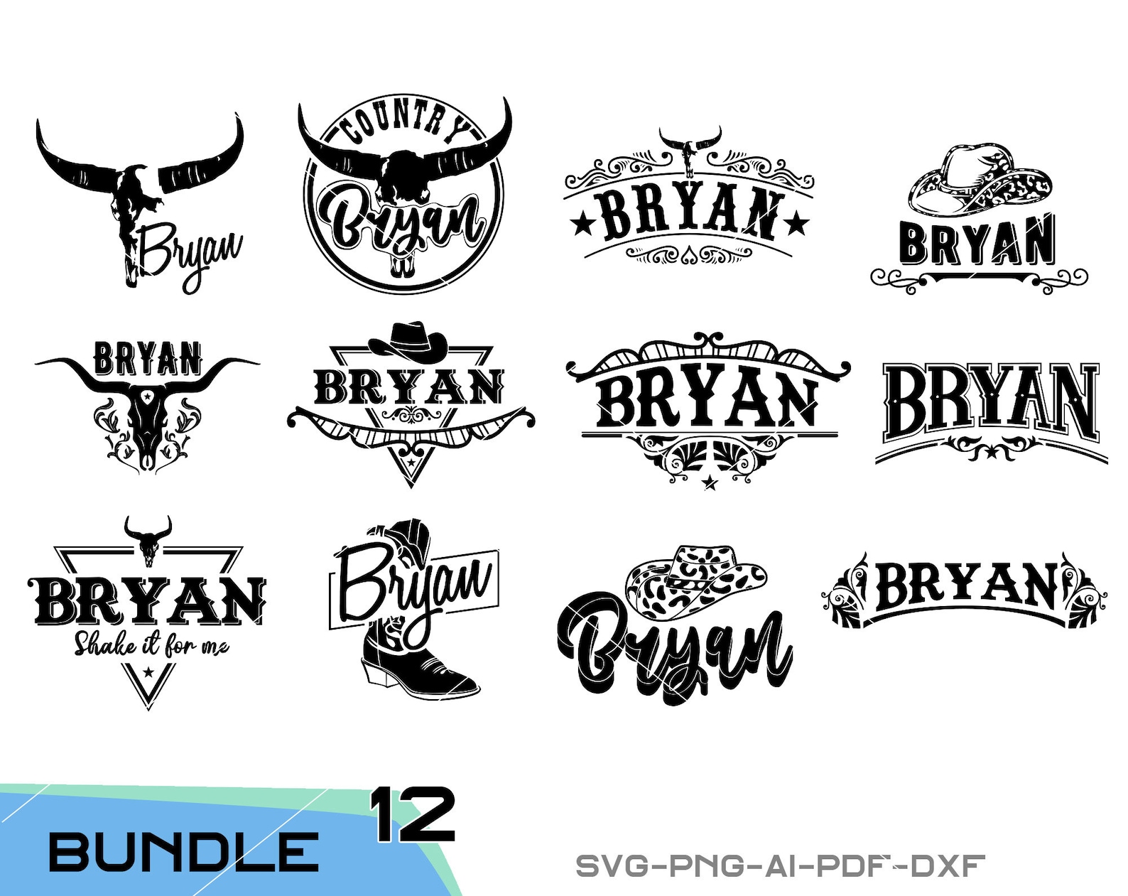 Bryan Bundle Svg Download File for Cricut, Laser Cut and Print ...