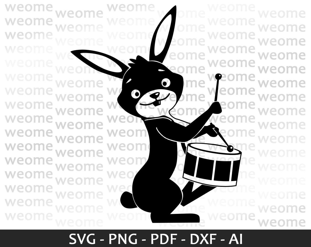 Drummer Rabbit Svg Download File for Cricut, Laser Cut and Print ...