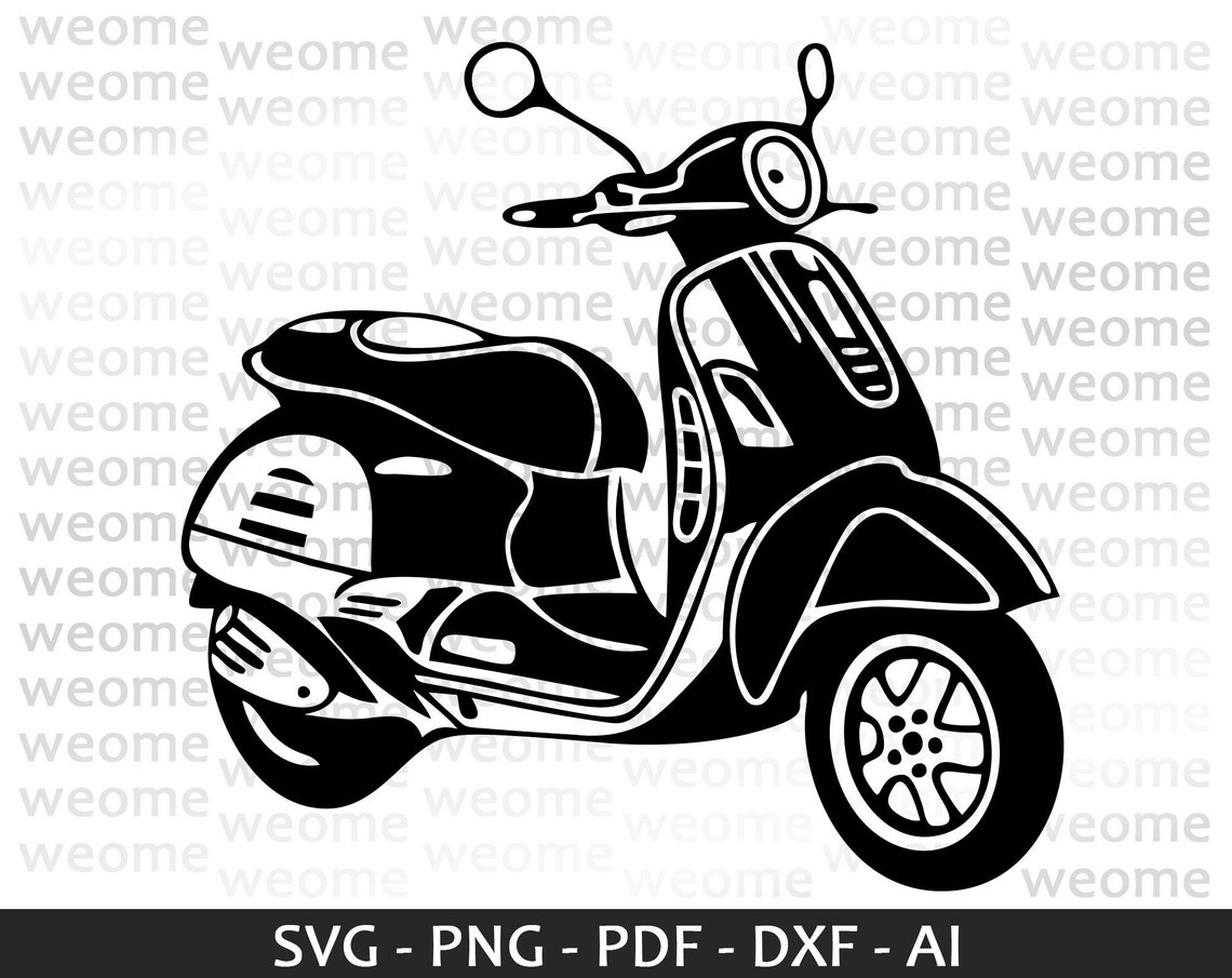Vespa Scooter Svg Download File for Cricut, Laser Cut and Print ...