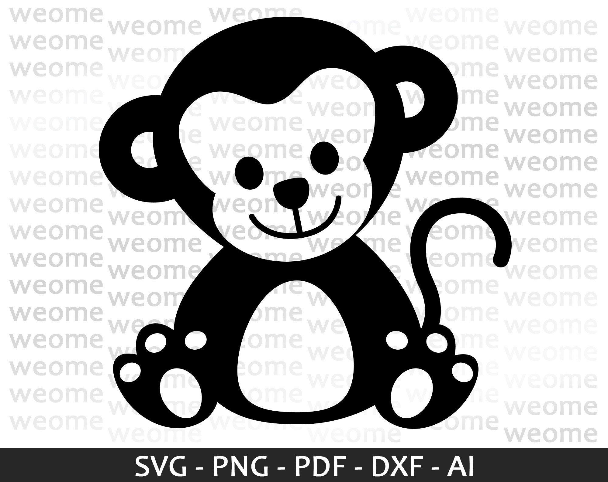 Monkey Svg Download File for Cricut, Laser Cut and Print, Commercial ...