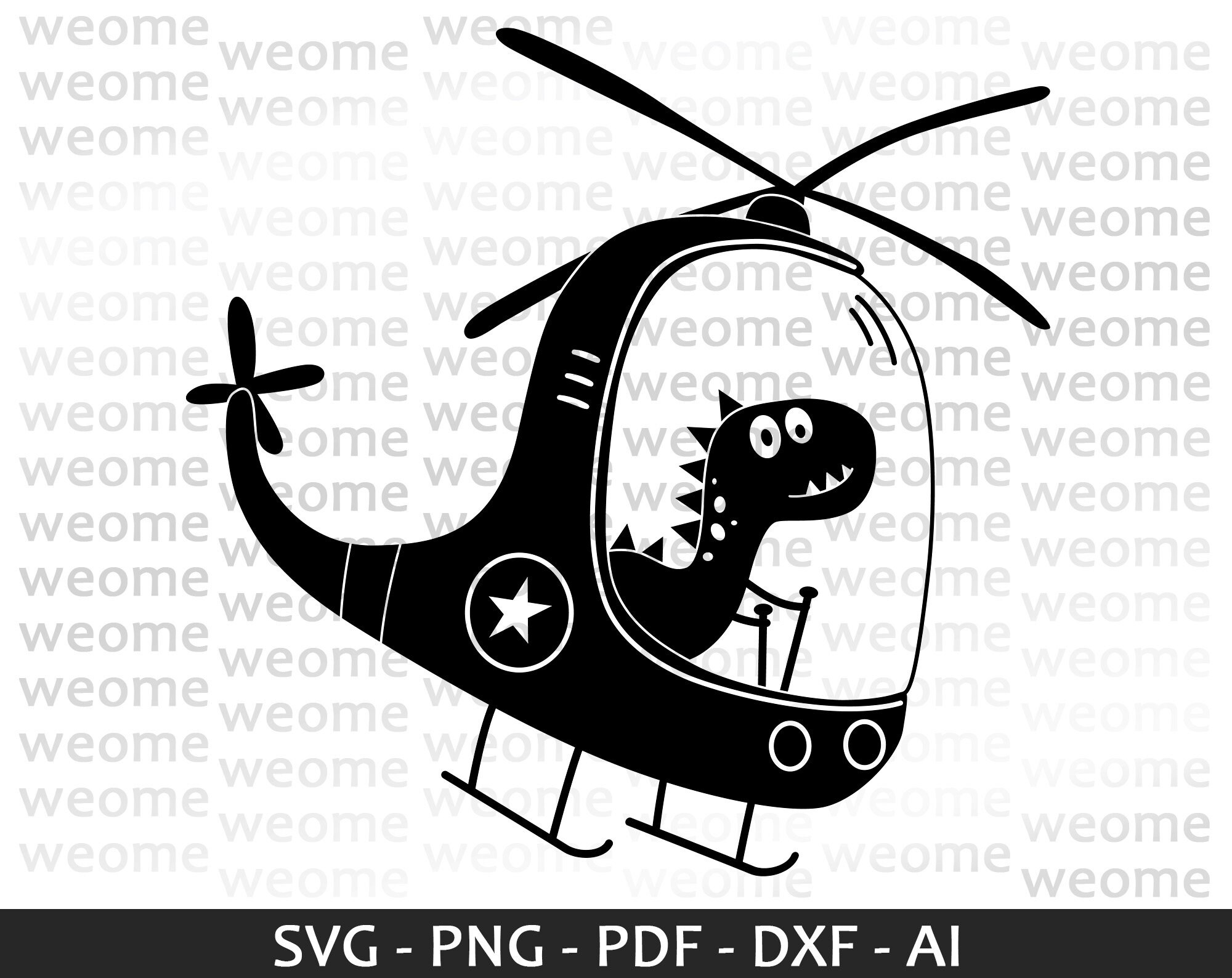 Pilot Dinosaur in Helicopter Svg Download File for Cricut, Laser Cut ...