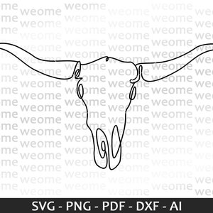 Cow Skull Line Art Svg Download File for Cricut, Laser Cut and Print ...
