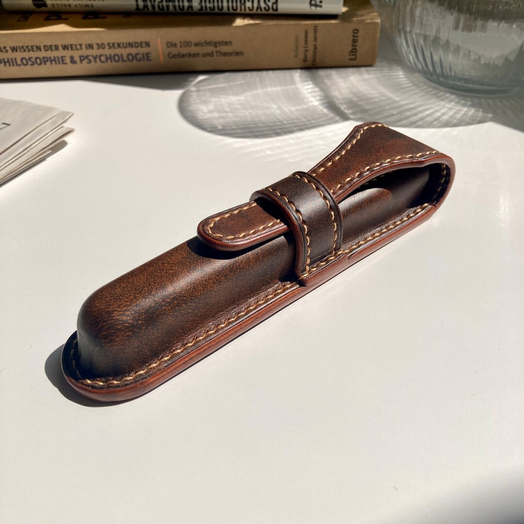 Handmade Leather Pen Case,personalized Single Pen Holder With Engraving ...