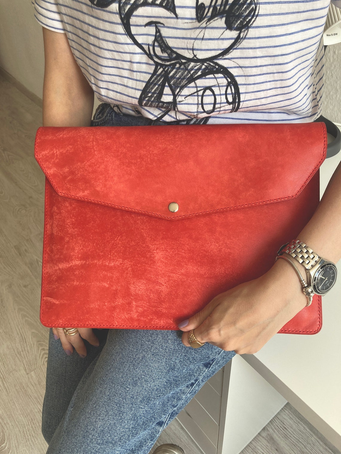 Handmade Italian Leather Document Folder: Red A4 Portfolio - Etsy