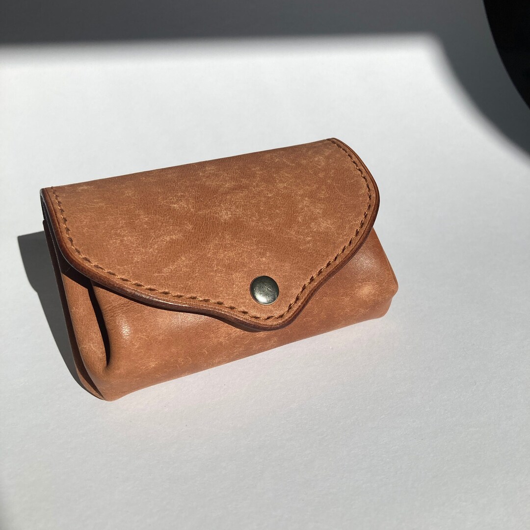 Personalized Italian Leather Coin Purse: Handmade Vegetable Tanned ...