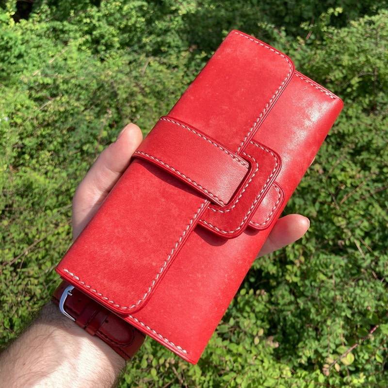 Red Leather Wallet - Etsy