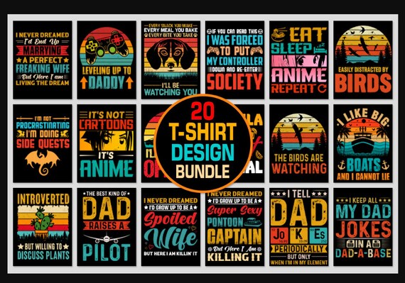 20 T Shirt Design Bundle T Shirt Design Svg Trendy T Shirt Etsy
