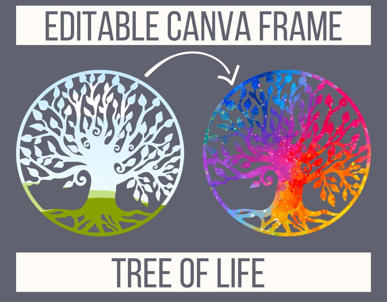 Canva Editable Frame Template Tree of Life With Changing Color - Etsy