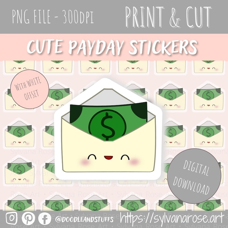 Payday Sticker Printable Cute Paycheck Stickers Printable - Etsy