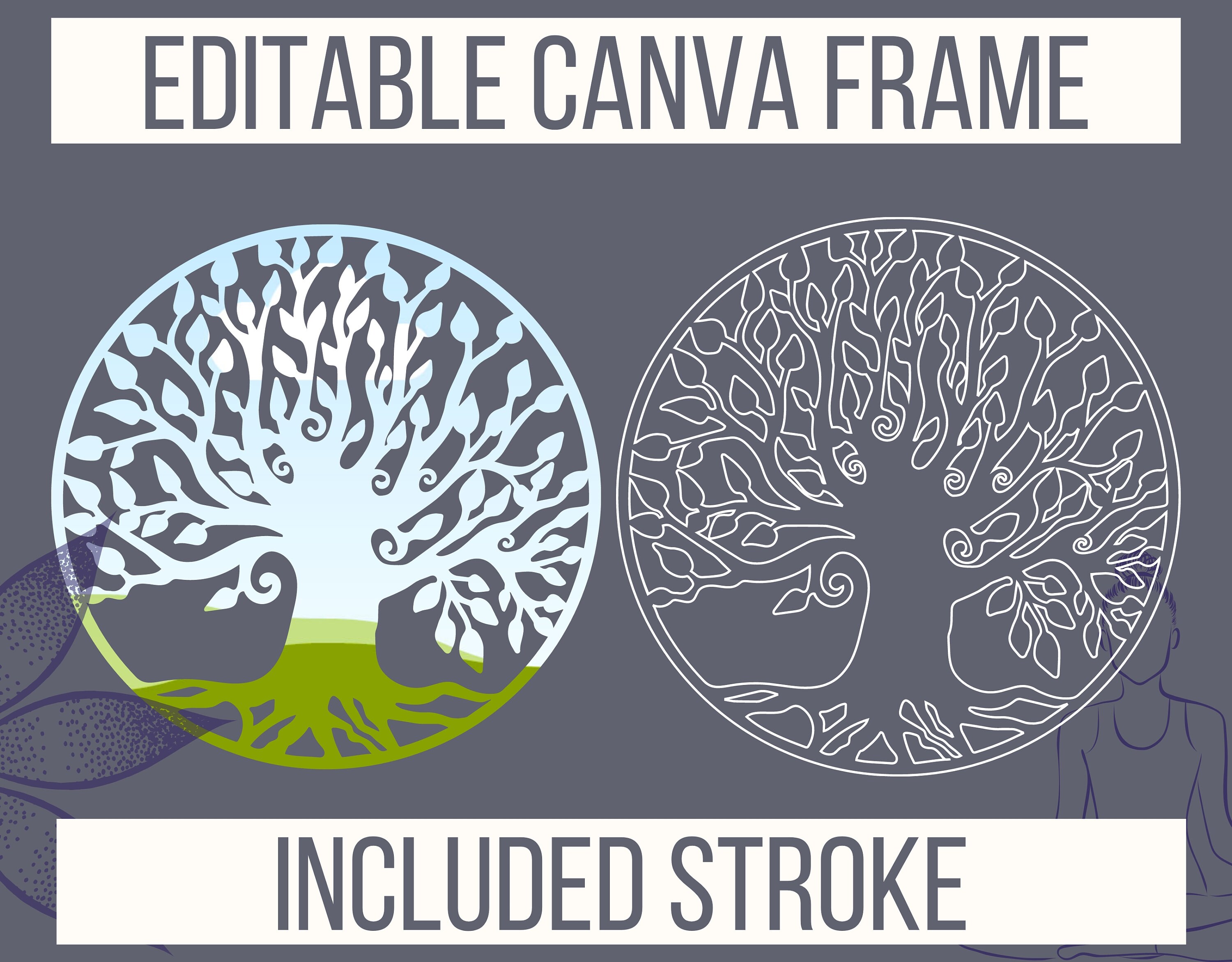 Canva Editable Frame Template Tree of Life With Changing Color - Etsy
