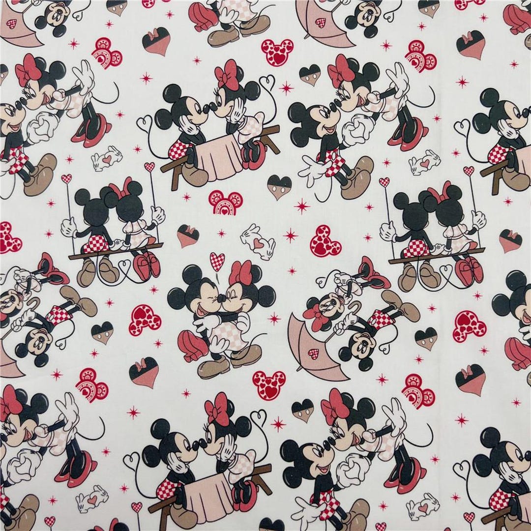 Disney's Mickey Mouse Fabric Mickey and Minnie Fabric Valentine's ...