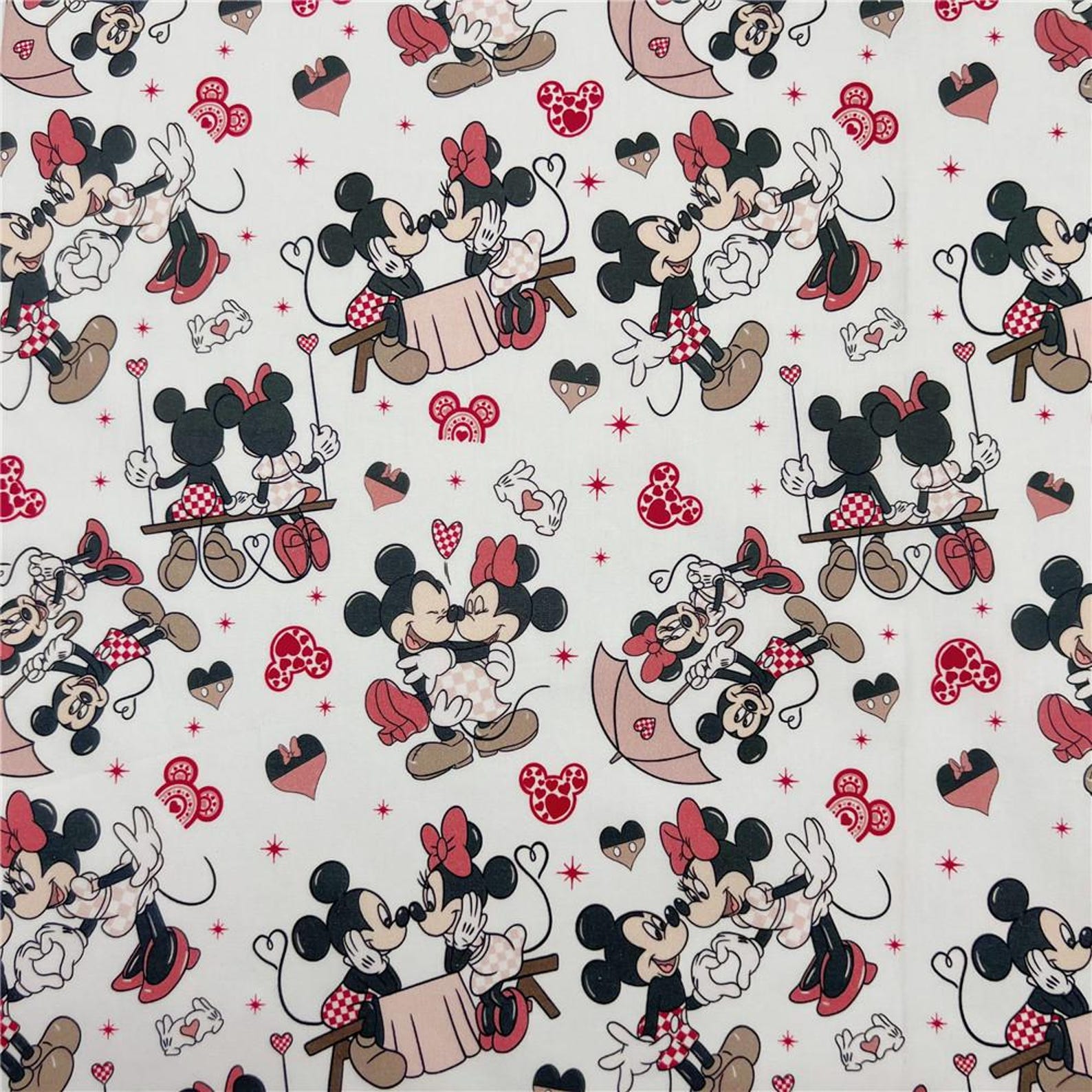 Disney's Mickey Mouse Fabric Mickey and Minnie Fabric Valentine's ...