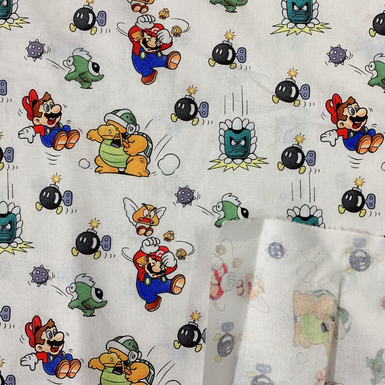 Star Super Mario Fabric Mario Luigi Fabric Cotton Cartoon - Etsy