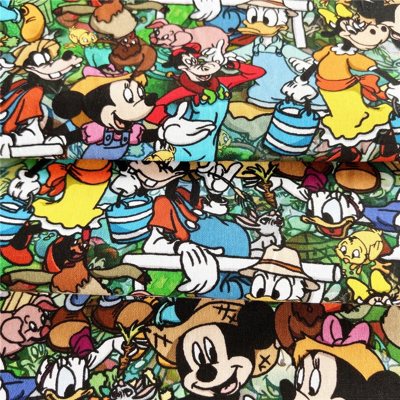 Disney's Mickey Mouse Fabric Donald Duck Goofy Fabric - Etsy