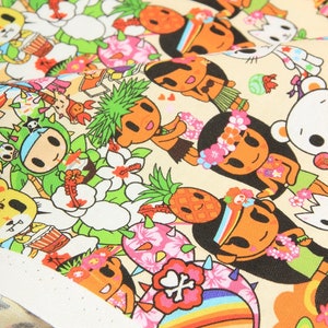 Tokidoki Fabric Summer Beach Surfing Donut Fabric Cotton Cartoon Fabric ...