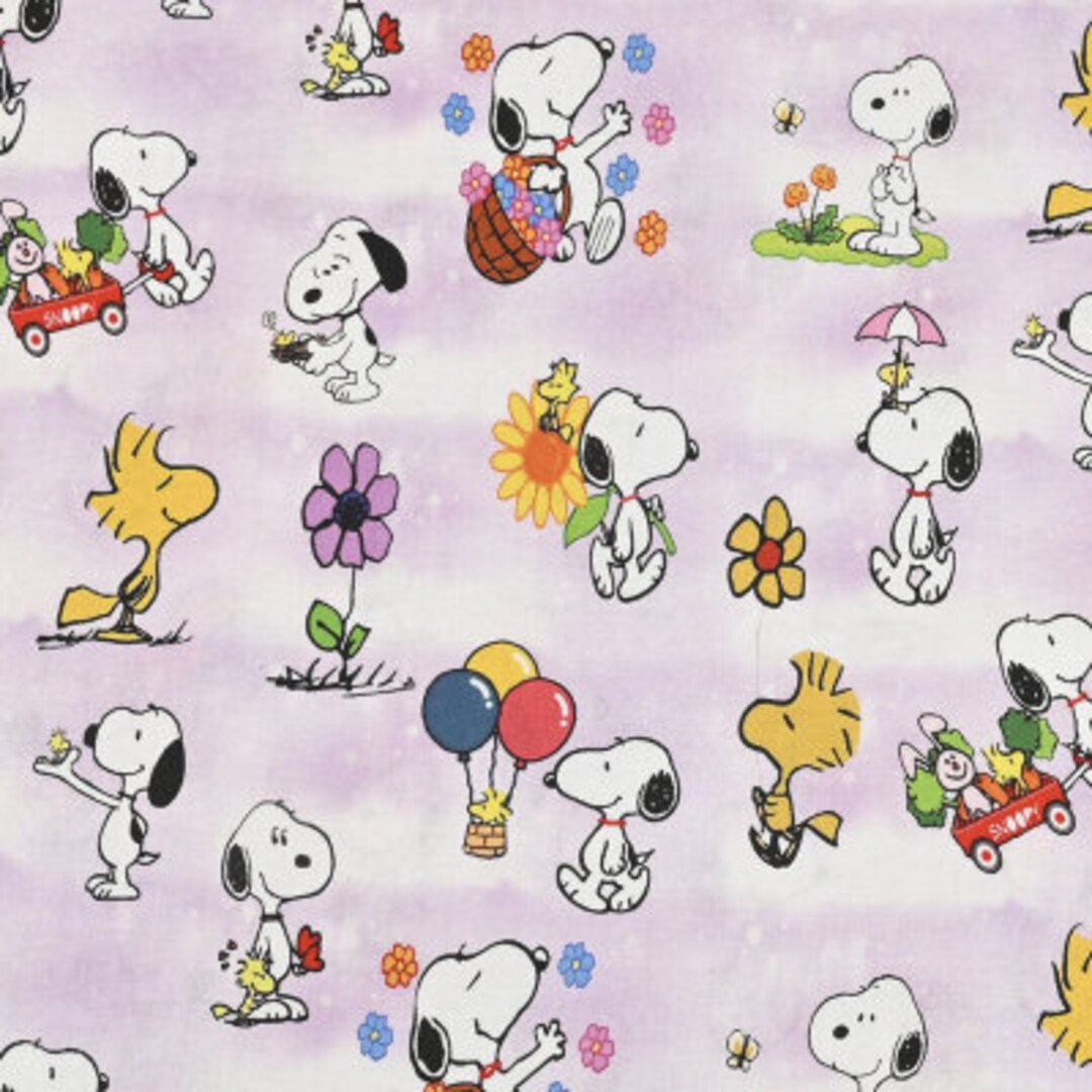 Snoopy Fabric WOODSTOCK Charlie Brown Fabric Cotton Cartoon Fabric ...