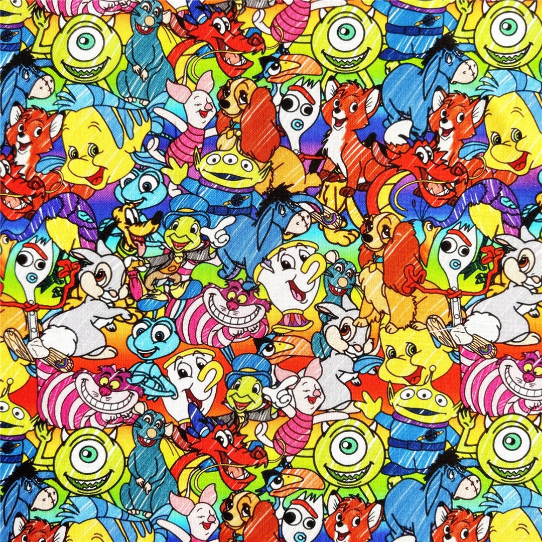 Cartoon Character Fabric Monsters Inc Winnie the Pooh Alice in ...