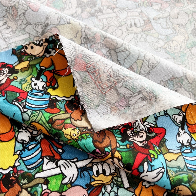 Disney's Mickey Mouse Fabric Donald Duck Goofy Fabric - Etsy