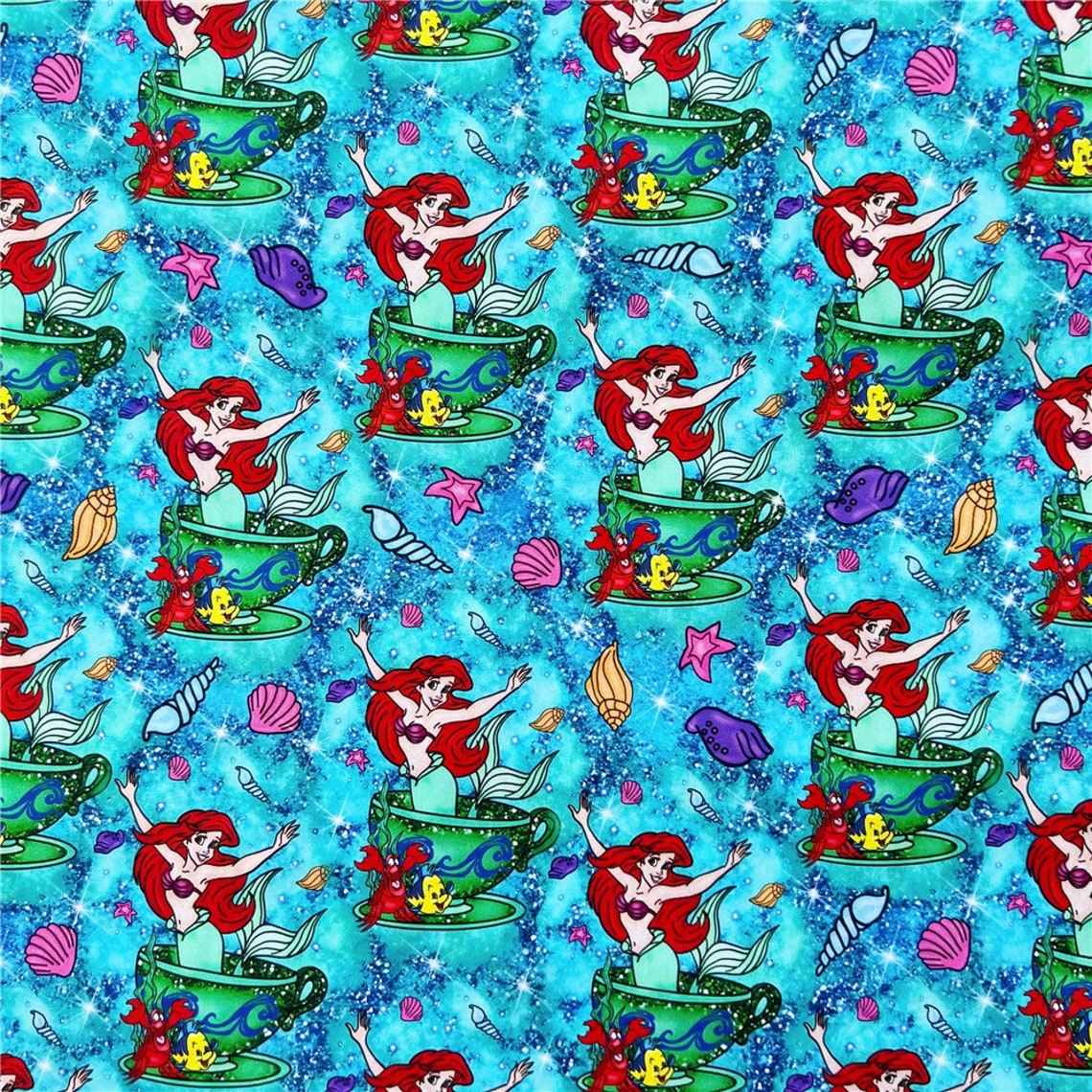 Ariel the Little Mermaid Fabric Princess Fabric Cotton Disney - Etsy