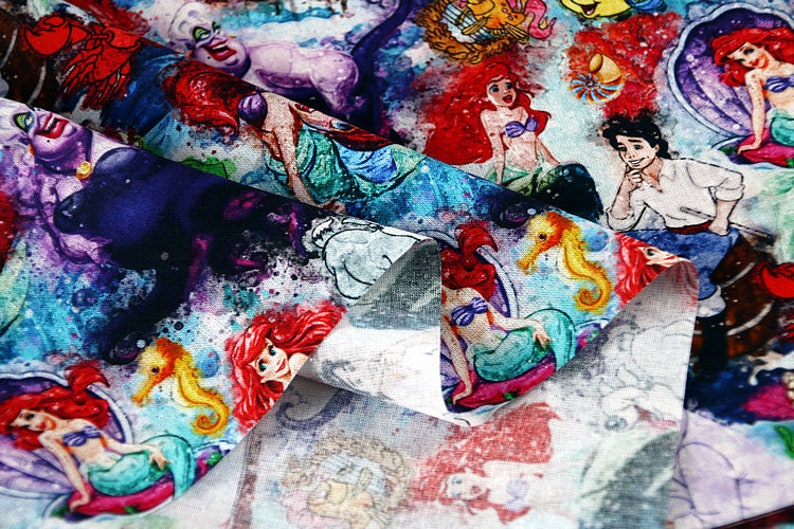 Ariel the Little Mermaid Fabric Princess Fabric Cotton Disney - Etsy