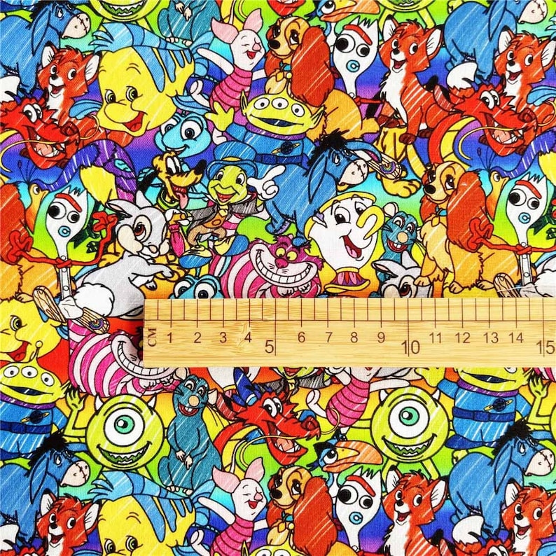 Cartoon Character Fabric Monsters Inc Winnie the Pooh Alice in ...