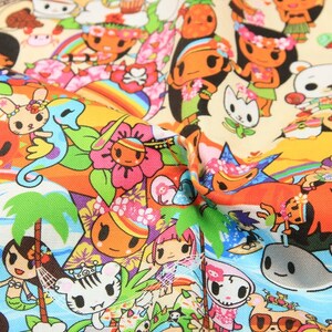 Tokidoki Fabric Summer Beach Surfing Donut Fabric Cotton Cartoon Fabric ...