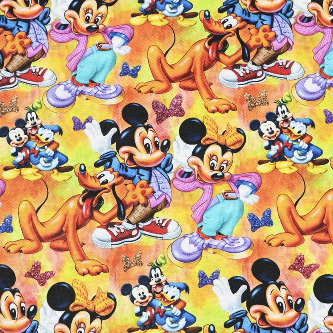 Disney's Mickey Mouse Fabric Donald Duck Goofy Fabric Cotton Cartoon ...