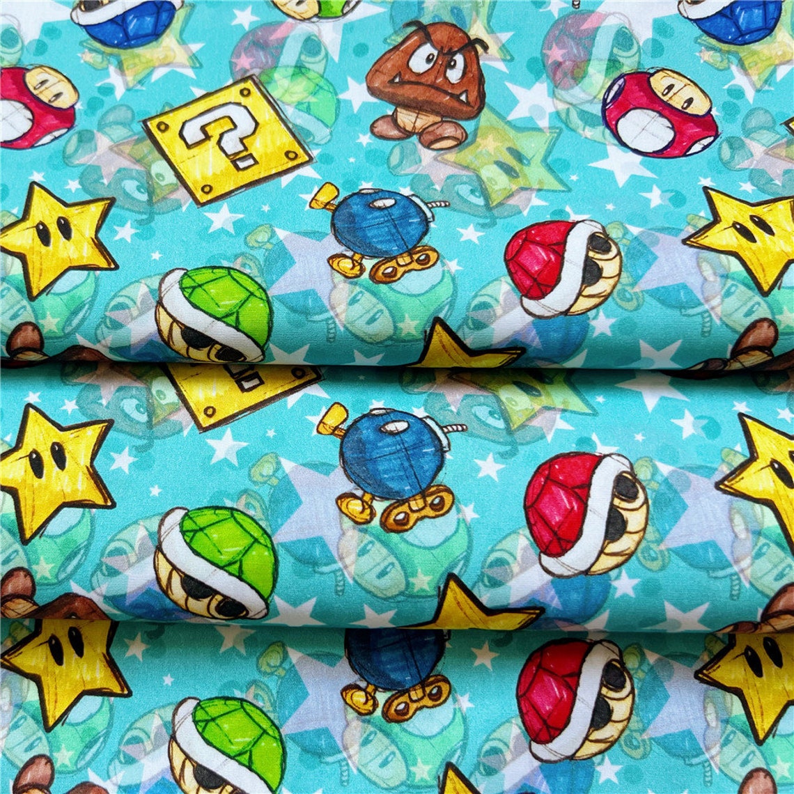 Star Super Mario Fabric Mario Luigi Fabric Cotton Cartoon - Etsy