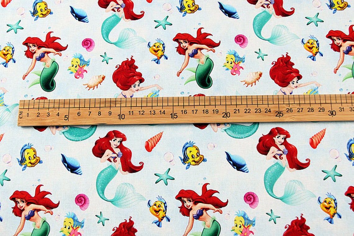 Ariel the Little Mermaid Fabric Princess Fabric Cotton Disney - Etsy