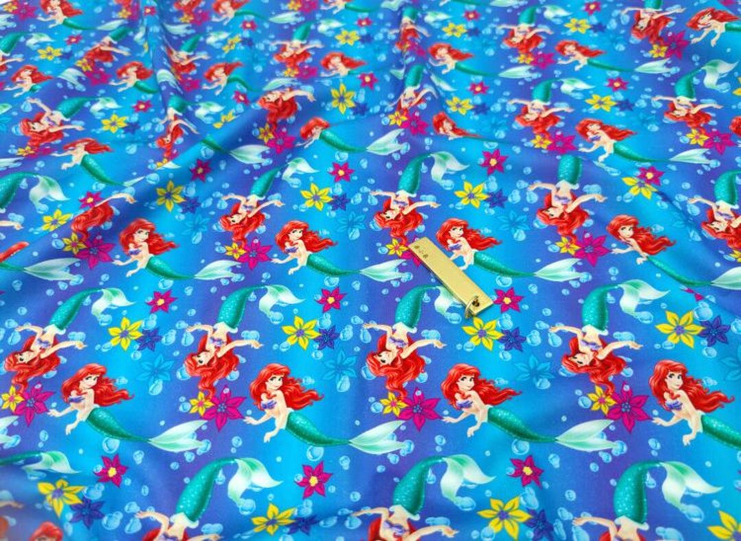 Ariel the Little Mermaid Fabric Princess Fabric Cotton Disney Cartoon ...