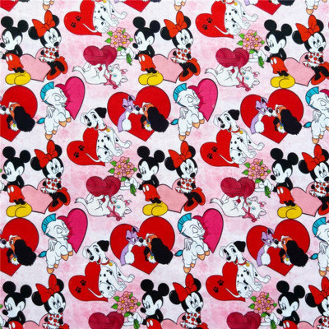 Disney's Mickey Mouse Fabric Valentine's Fabric Cotton Cartoon Fabric ...
