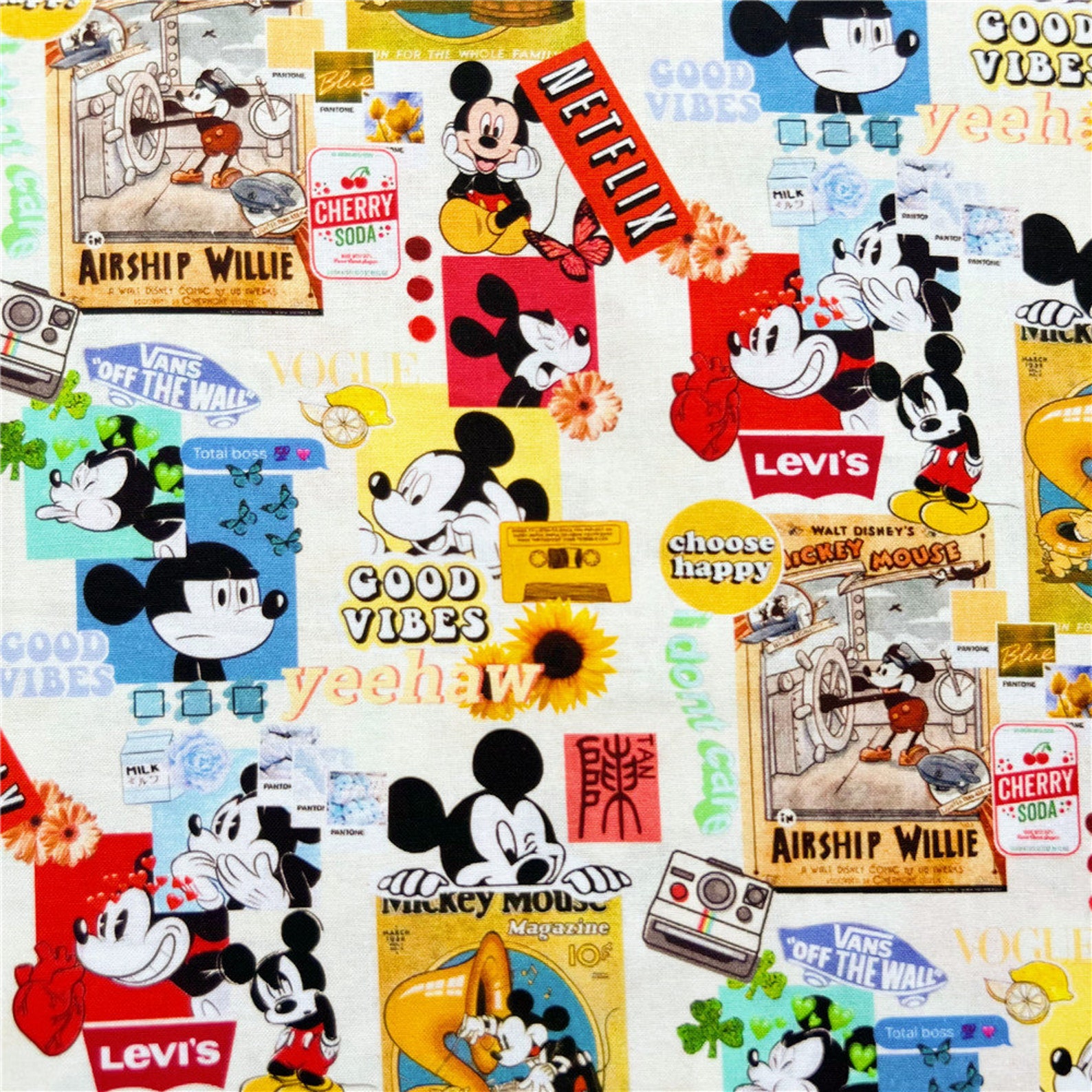 Disney's Mickey Mouse Fabric Cotton Cartoon Fabric - Etsy