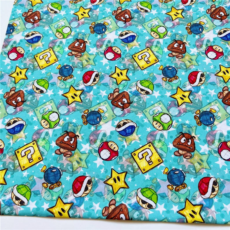 Star Super Mario Fabric Mario Luigi Fabric Cotton Cartoon - Etsy