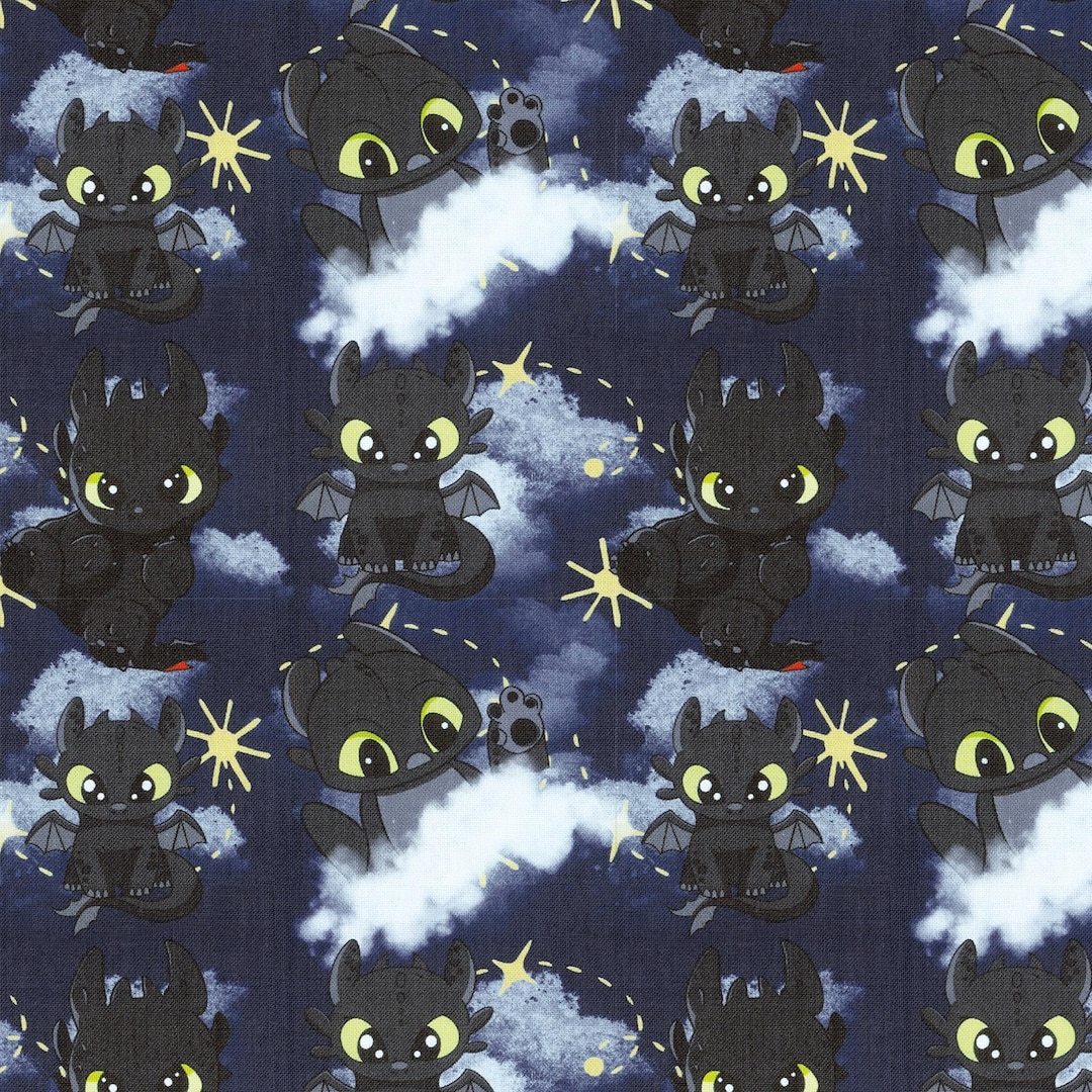 How to Train Your Dragon Fabric Night Fury Toothless Fabric Cotton ...