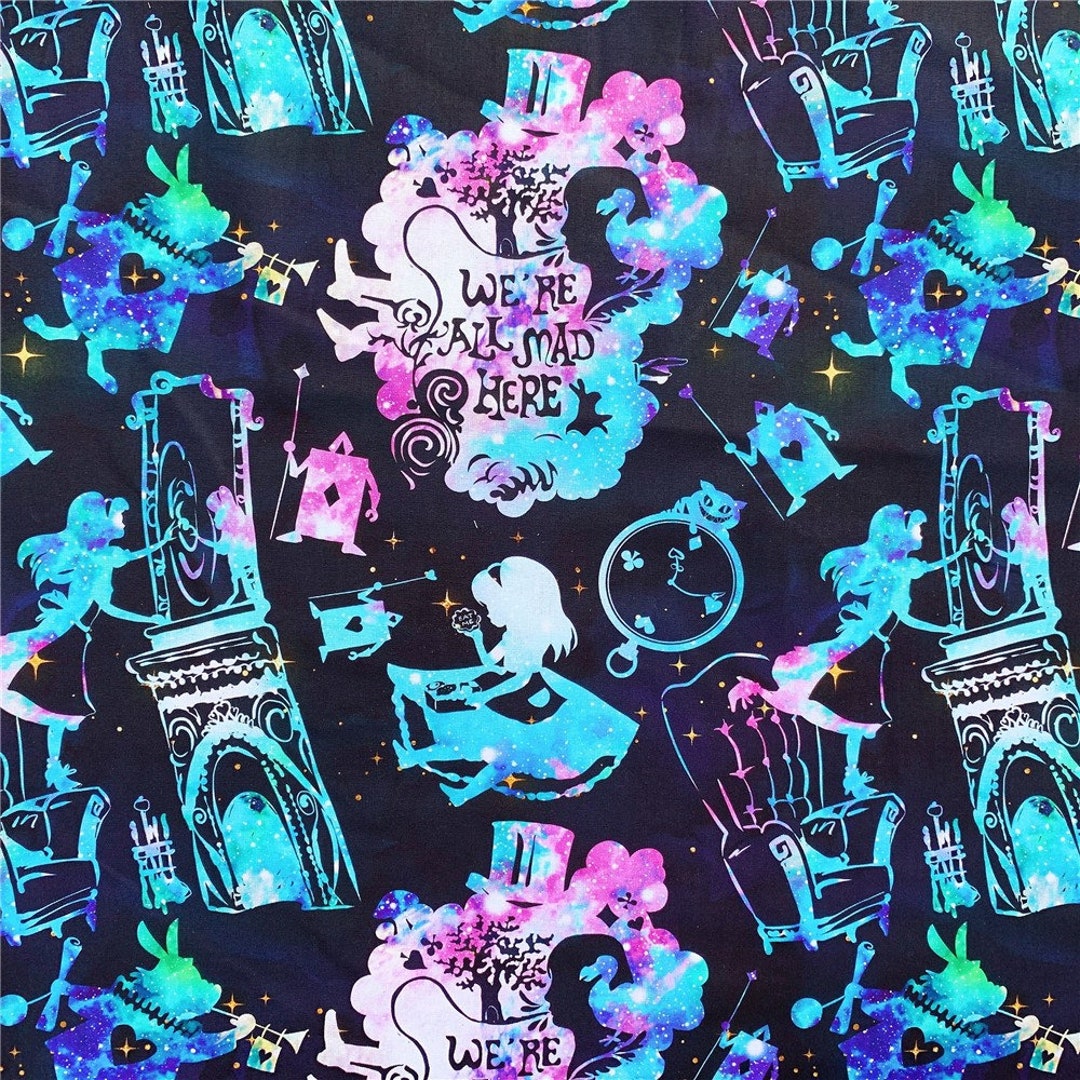Alice in Wonderland Fabric Mad Hatter Fabric Cotton Cartoon Fabric ...