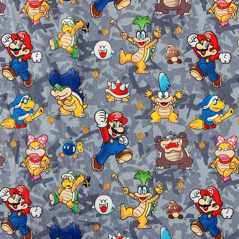 Star Super Mario Fabric Mario Luigi Fabric Cotton Cartoon Fabric Sewing ...