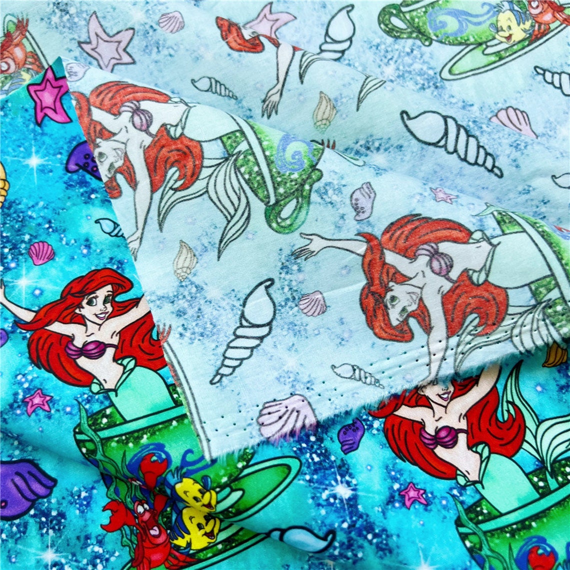 Ariel the Little Mermaid Fabric Princess Fabric Cotton Disney - Etsy