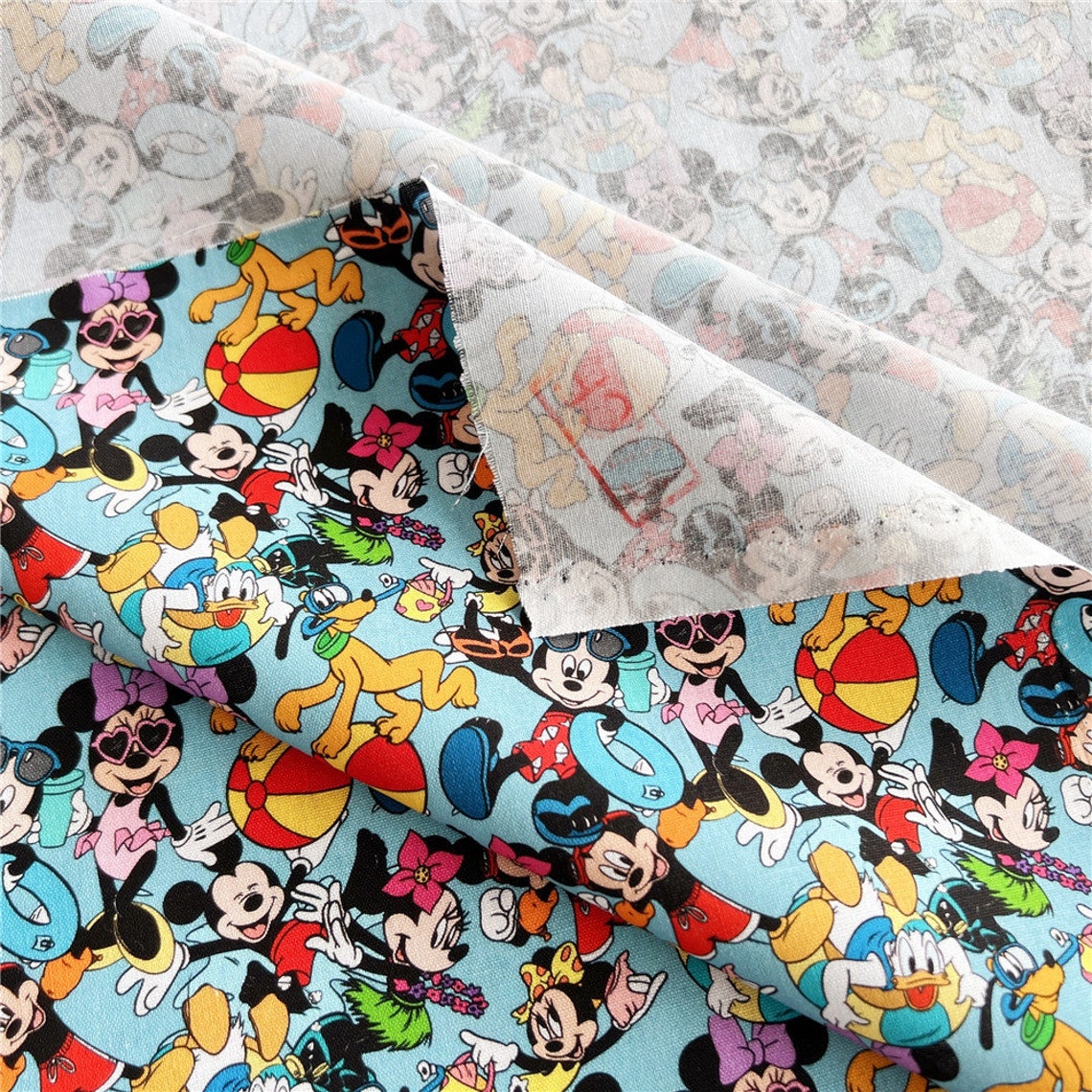 Disney's Mickey Mouse Fabric Donald Duck Goofy Fabric - Etsy