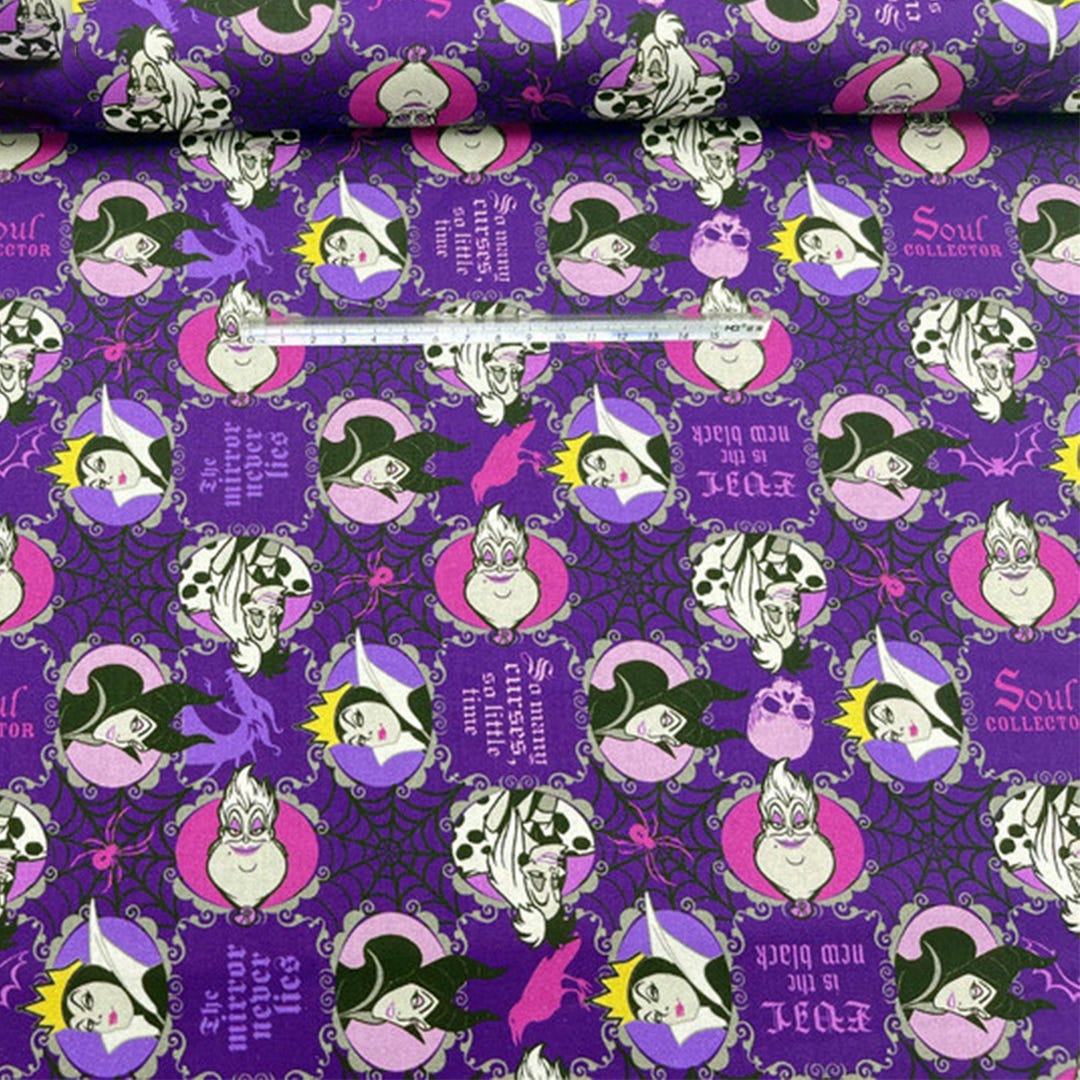 Evil Characters in Disney Fabric Maleficent Fabric Cotton Cartoon ...