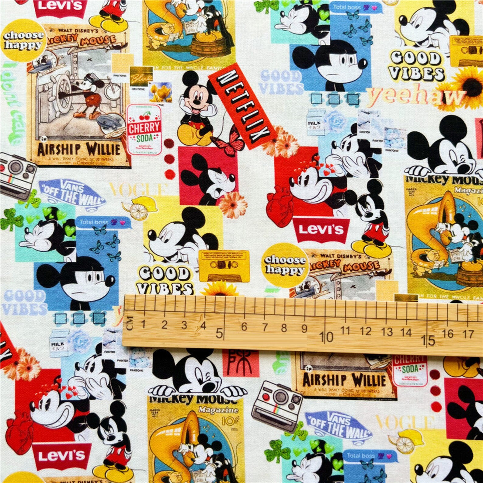 Disney's Mickey Mouse Fabric Cotton Cartoon Fabric - Etsy