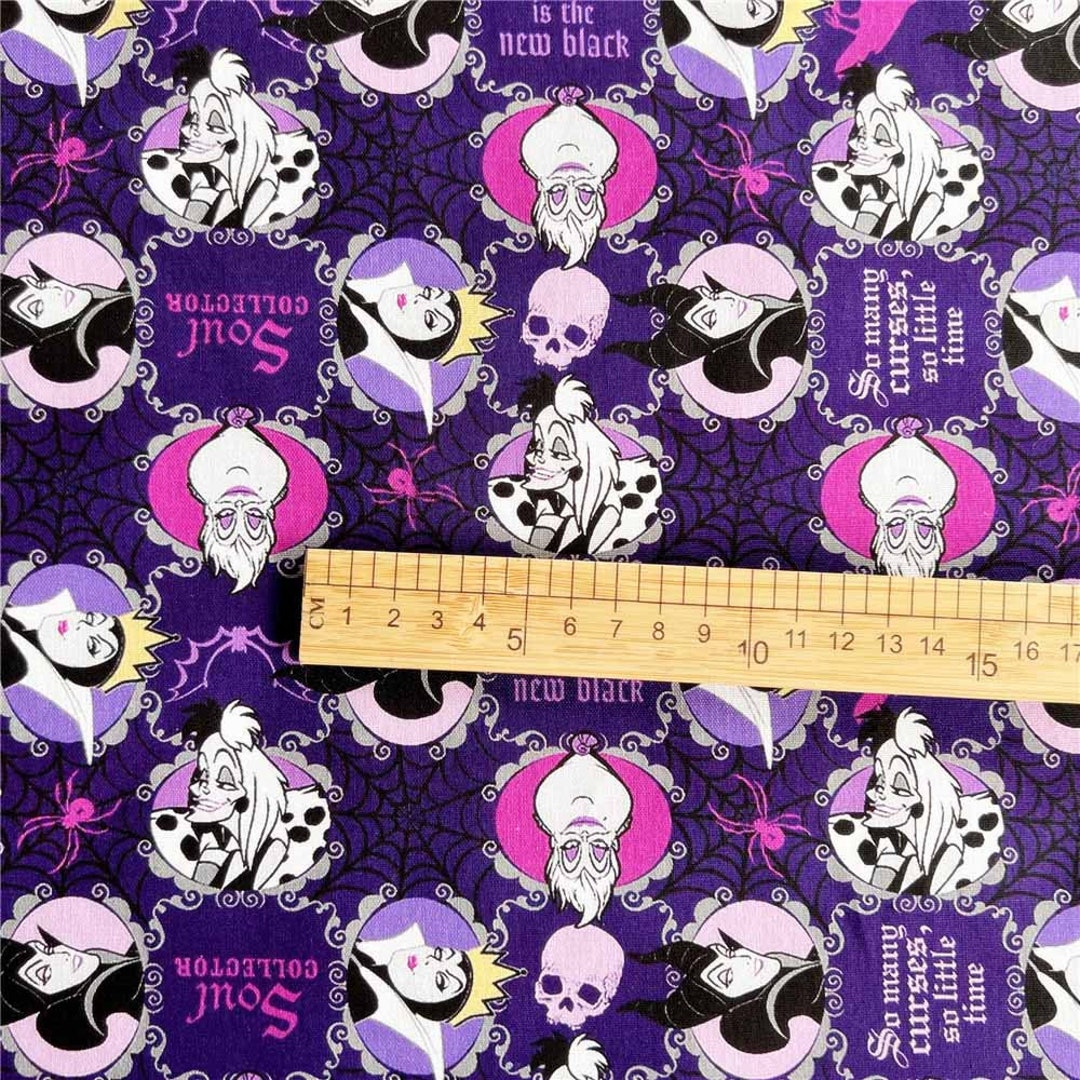 Evil Characters in Disney Fabric Maleficent Fabric Cotton Cartoon ...