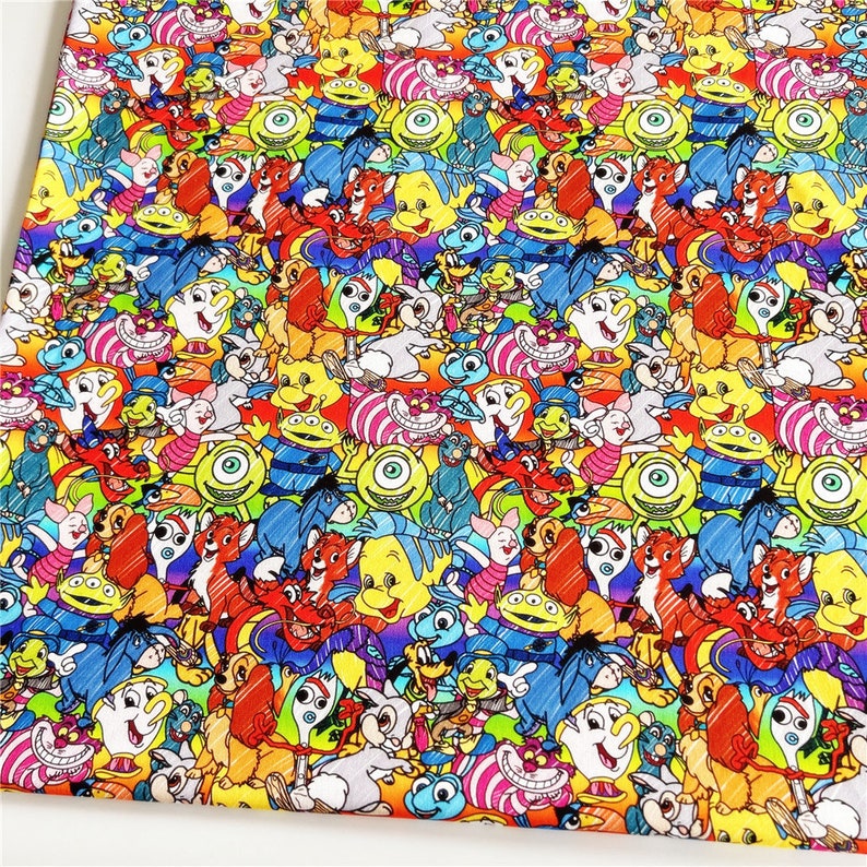 Cartoon Character Fabric Monsters Inc Winnie the Pooh Alice in - Etsy