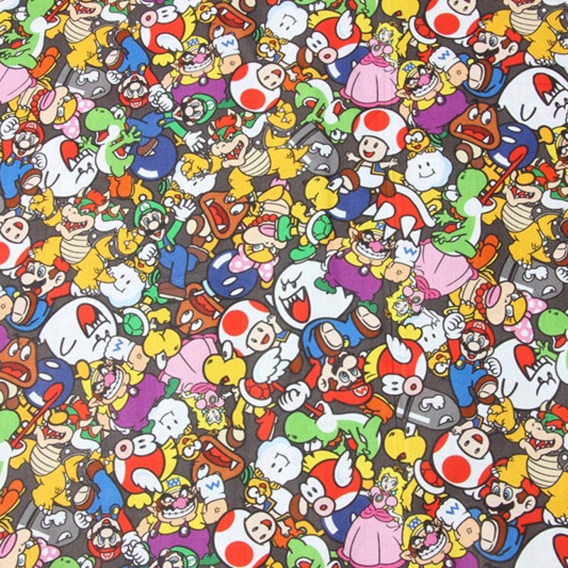 Super Mario Fabric by the Yard - Etsy