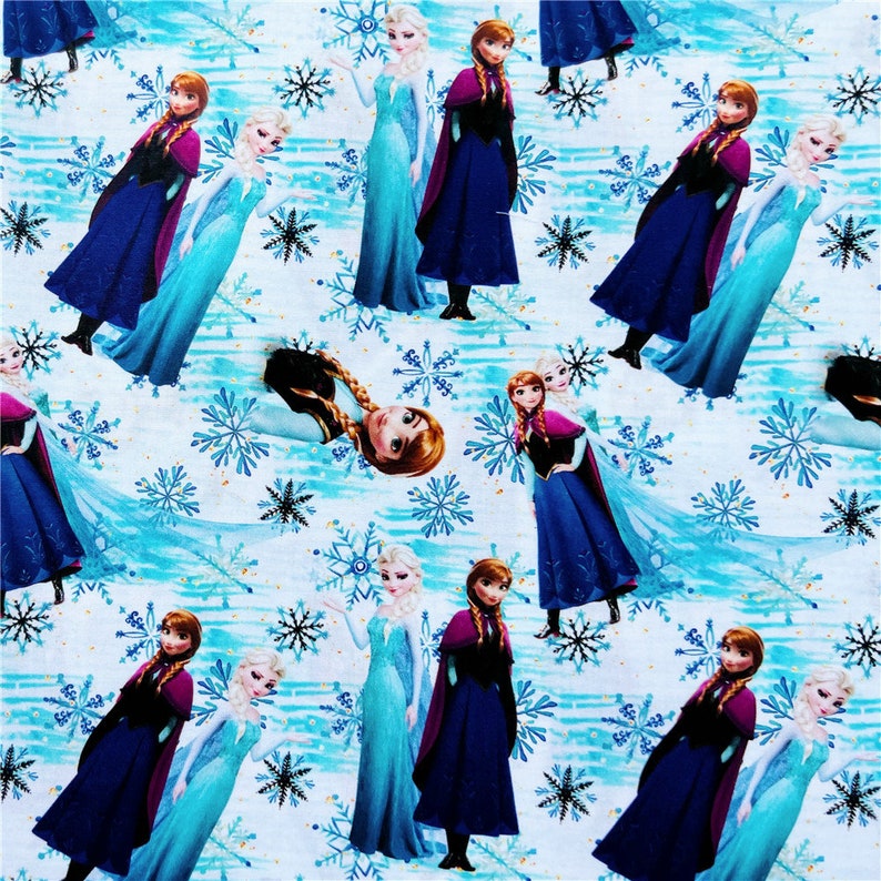 Frozen Princess Fabric Elsa and Anna Fabric Cotton Cartoon - Etsy