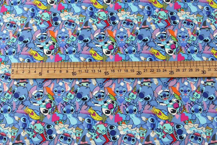 Stitch With Hearts Fabric Lilo and Stitch Fabric Disney Cotton - Etsy